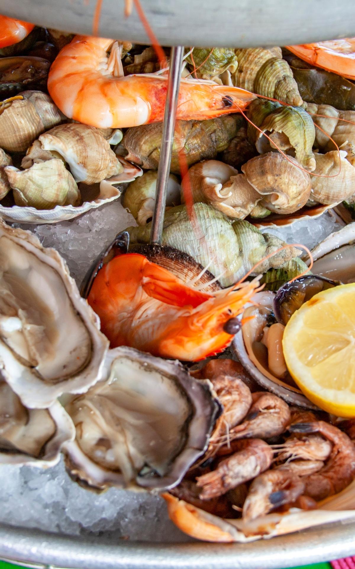 Réaliser un plateau de fruits de mer : huîtres, bigorneaux, araignée ...